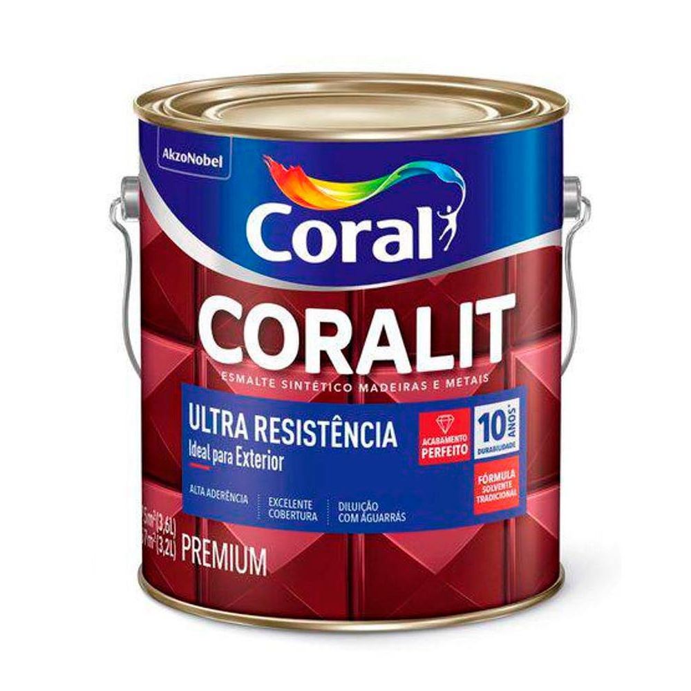Tinta Esmalte Sintético Alto Brilho Coralit Ultra Resistência 3,6L ...