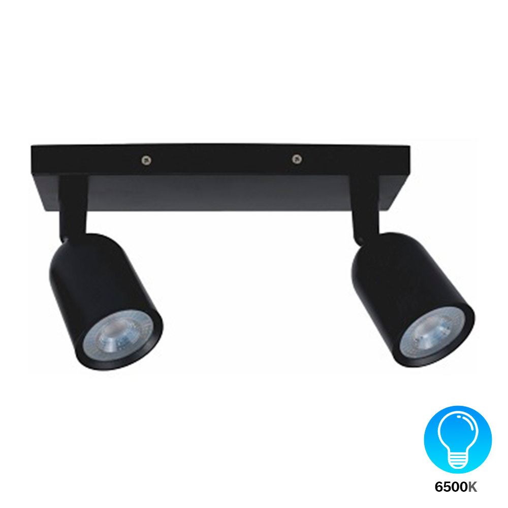 Spot LED Tulipa 2X5W Base Retangular Sobrepor 6500K Preto DILUX / REF ...