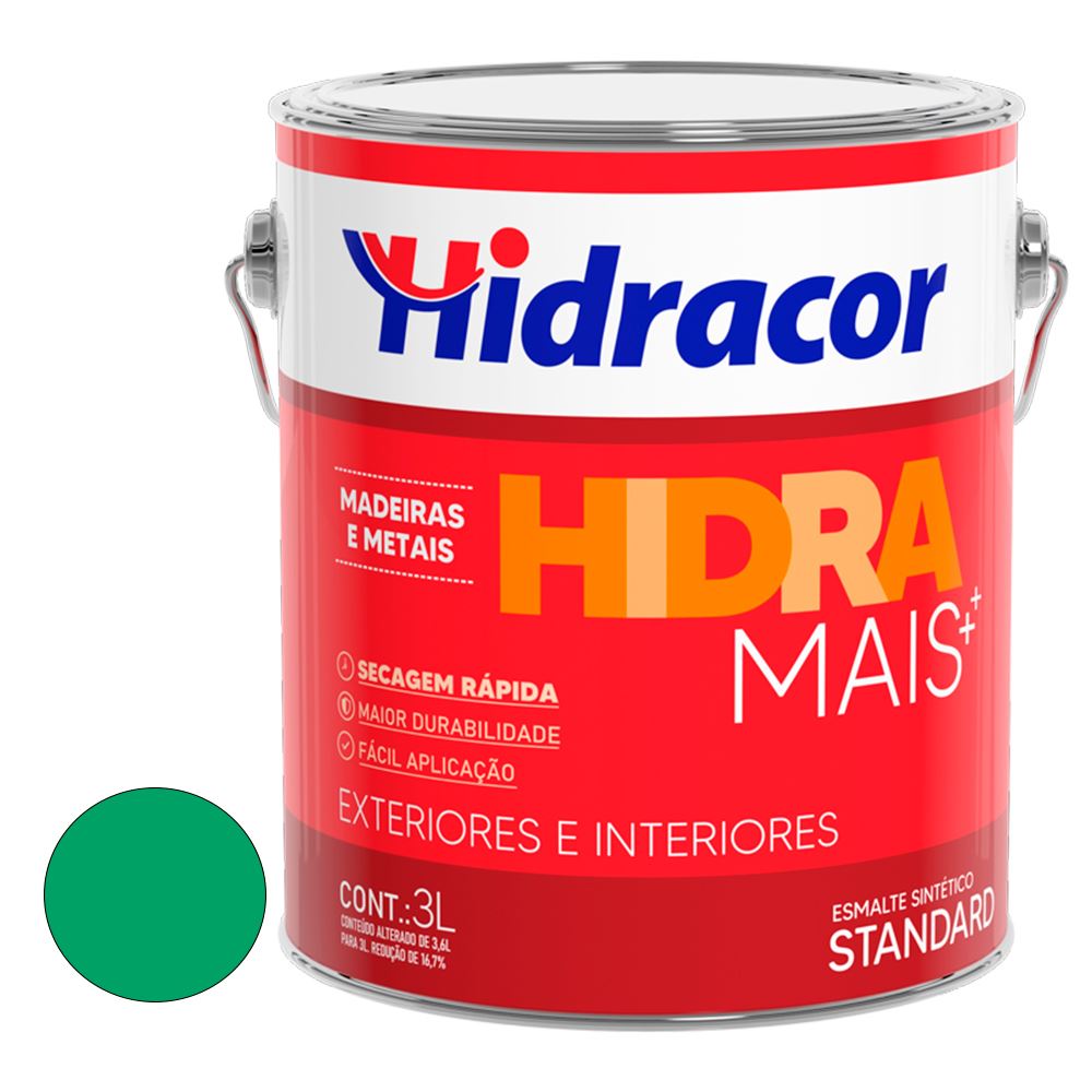 Tinta Esmalte Brilhante 3,0L Hidra Mais Verde Nilo HIDRACOR / REF ...