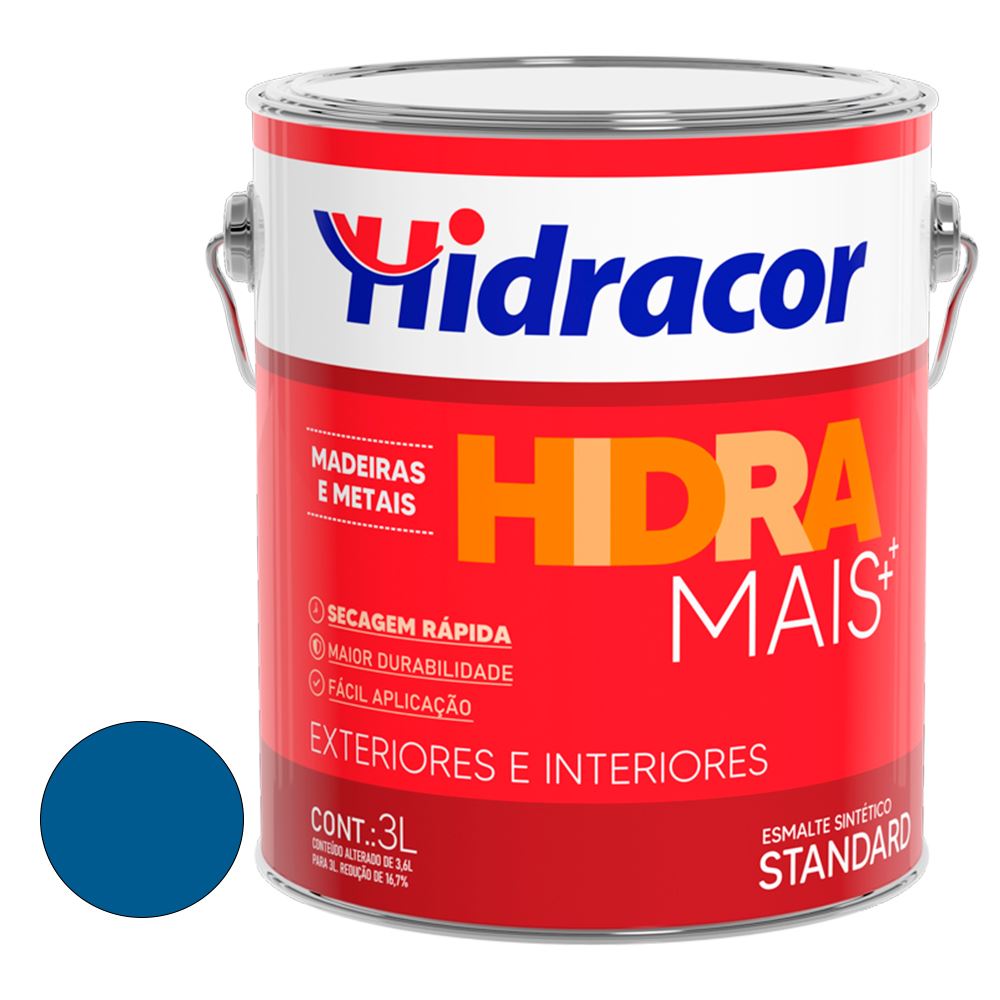 Tinta Esmalte Brilhante 3,0L Hidra Mais Azul França HIDRACOR / REF ...