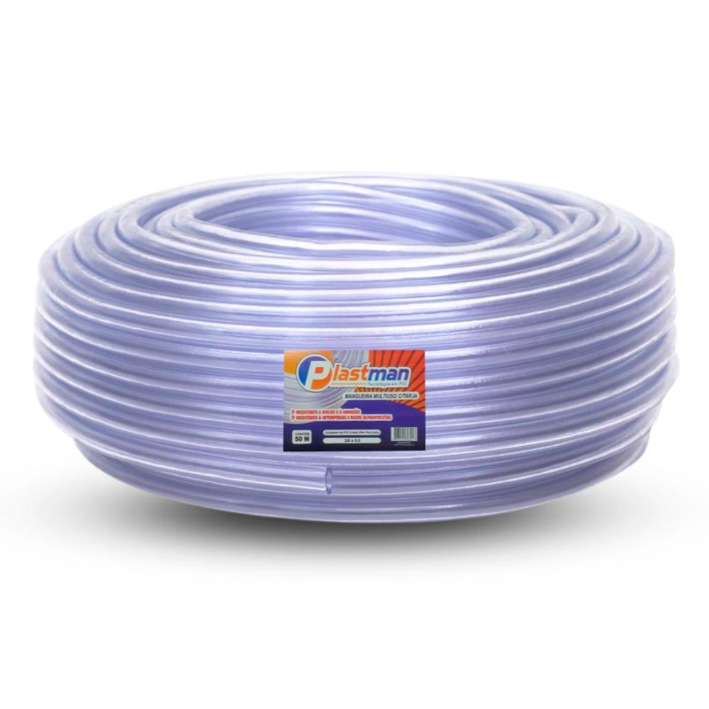 Mangueira PVC 5/8x2mm para Jardinagem 50 Metros Cristal PLASTMAN / REF ...